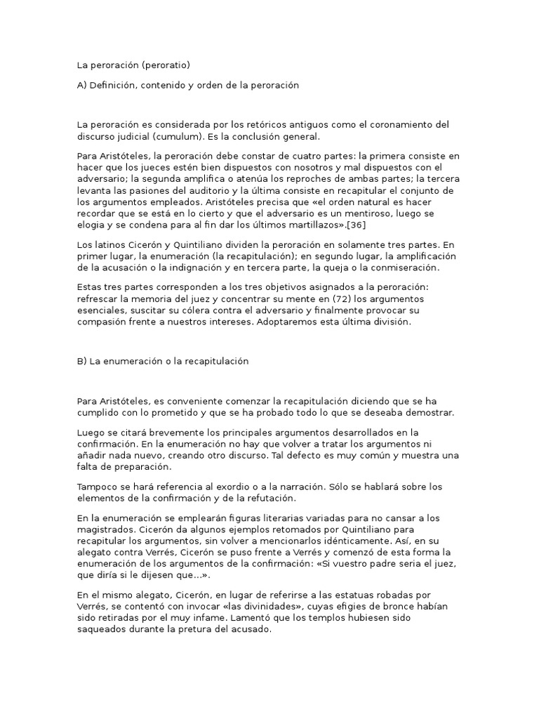 La Peroración | PDF | Retórica | Aristóteles