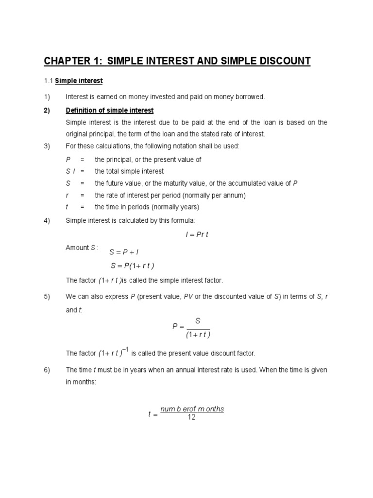 Chp1_simple Interest and Simple Discount | Present Value | Discounting