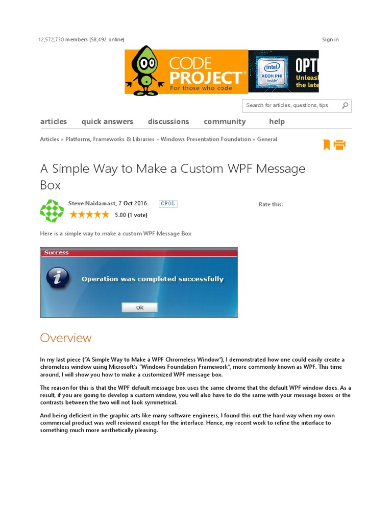 A Simple Way To Make A Custom WPF Message Box | PDF | Windows Presentation Foundation ...