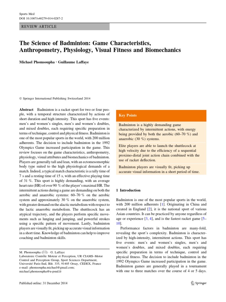 The Science of Badminton PDF | PDF | Aerobic Exercise | Heart Rate