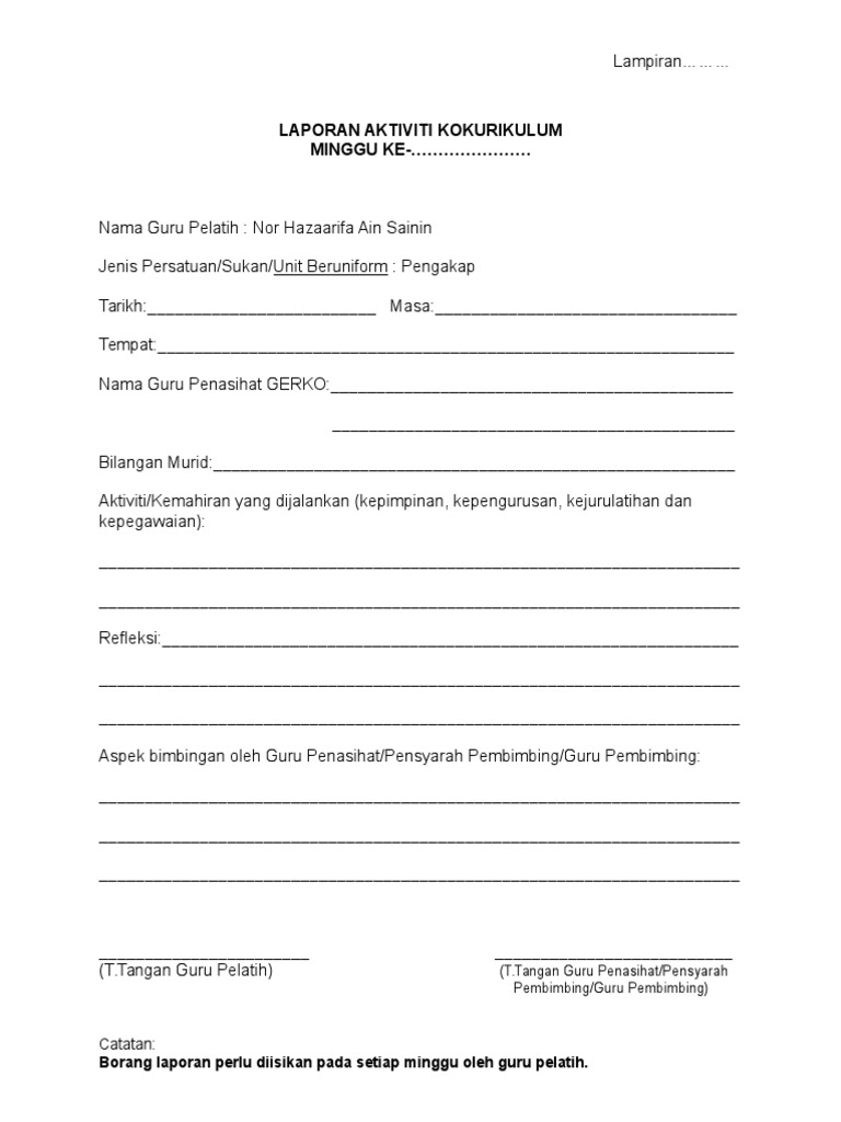 Format Laporan Aktiviti Kokurikulum Praktikum | PDF
