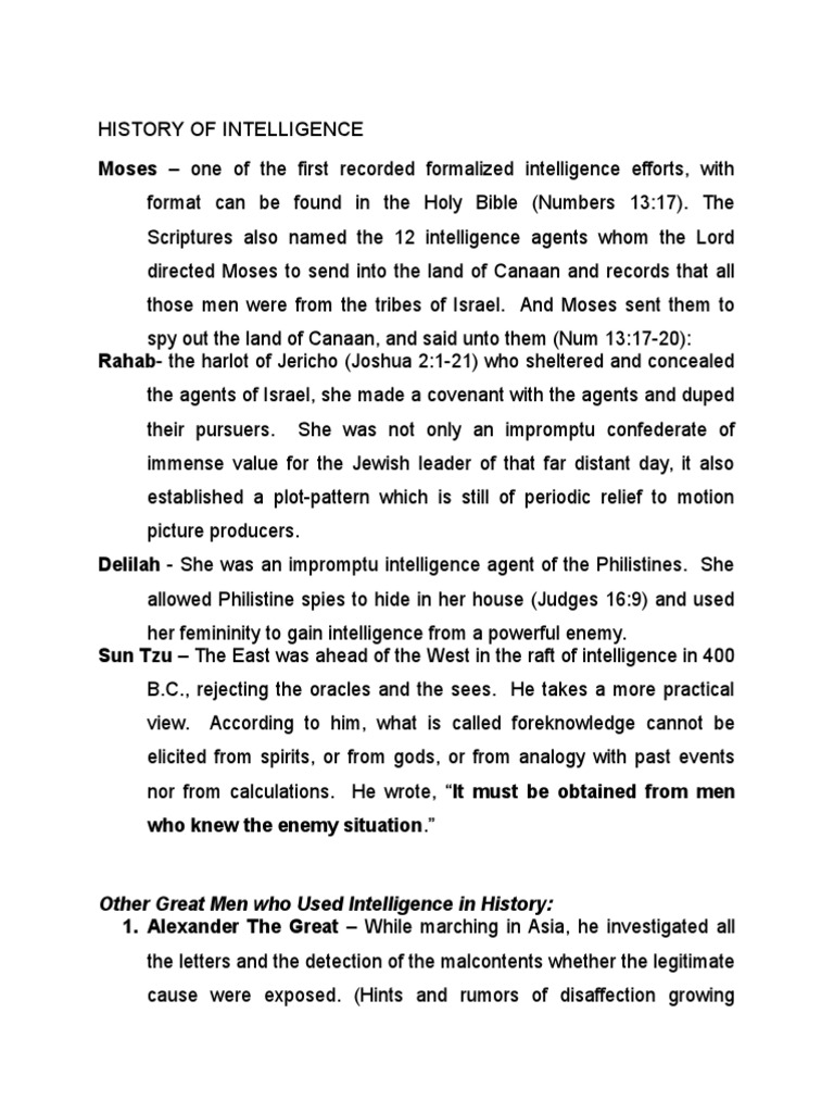 History of Intelligence | PDF | Espionage | Counterintelligence