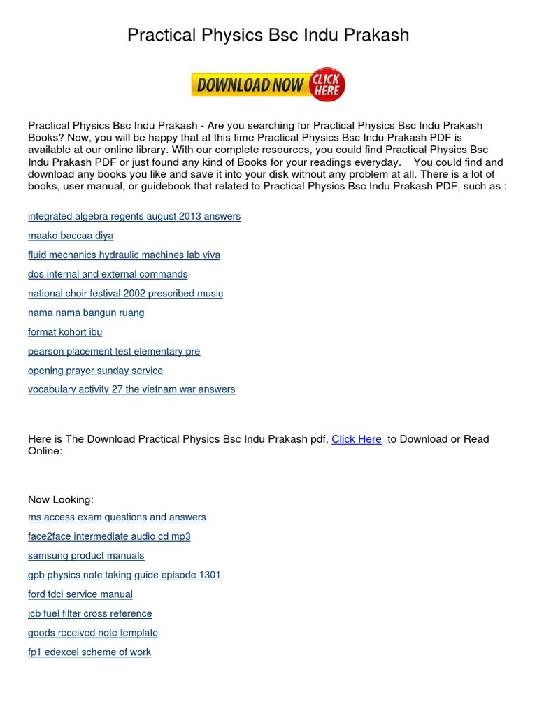 Practical Physics BSC Indu Prakash | PDF