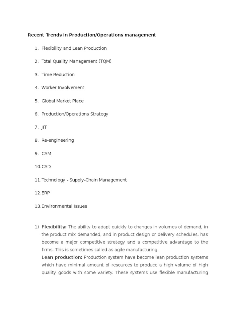 Trends in Operations Management | PDF | Supply Chain Management | Agile ...