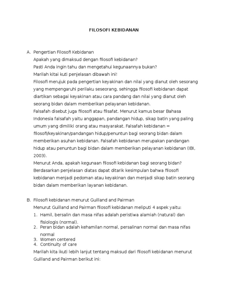 Filosofi Kebidanan | PDF