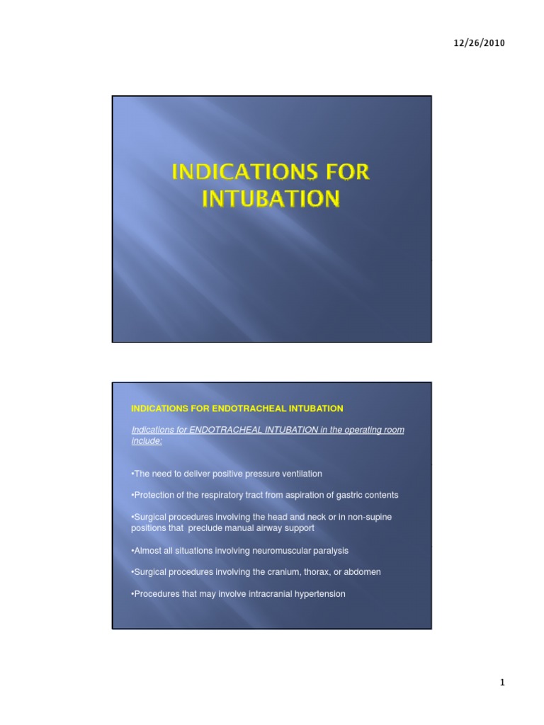 Indication For Intubation | PDF | Respiratory Tract | Thorax