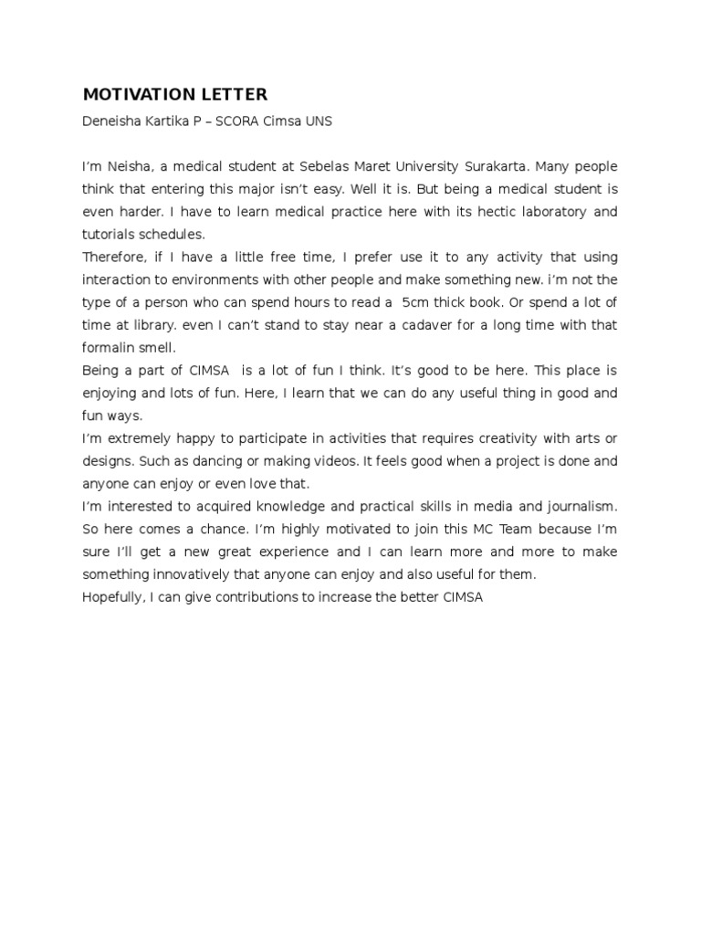 Motivation Letter | PDF