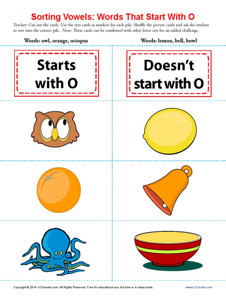 Sorting Vowels o | PDF