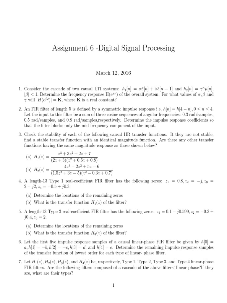 Assignment - 6 DSP | PDF | Digital Signal Processing | Algorithms
