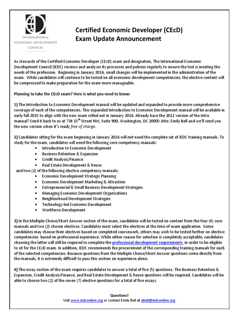 CEcD Exam Update | Download Free PDF | Economic Development | Test ...