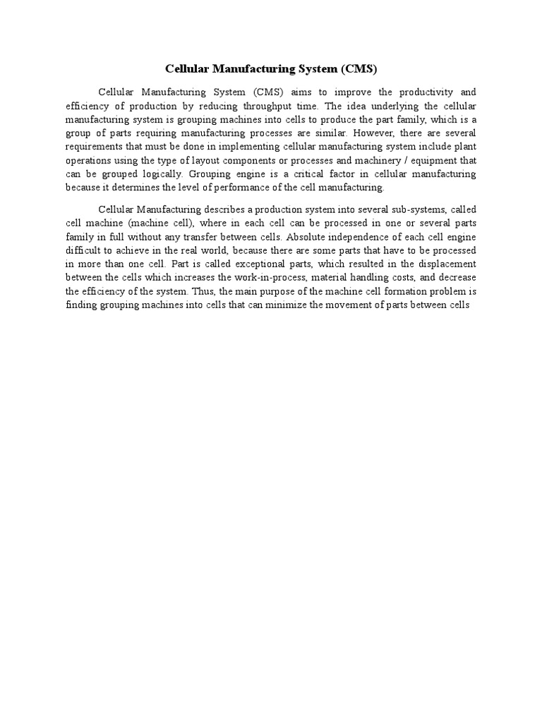 Cellular Manufacturing System | PDF | Industries | Business Process