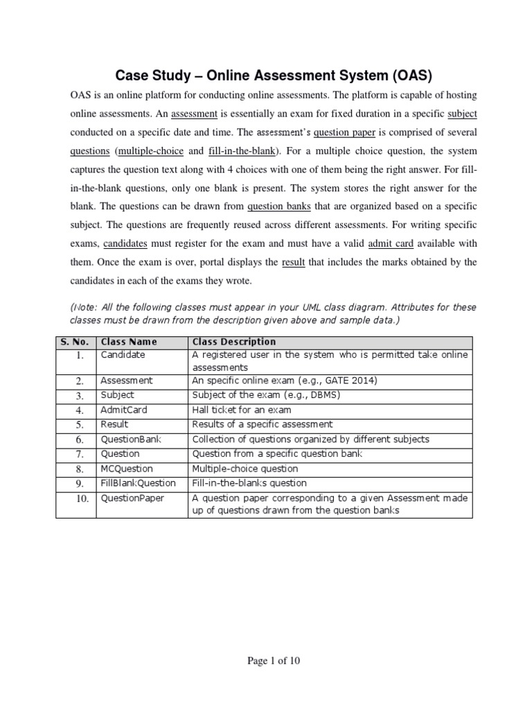 Online Assessment System Case Study | PDF | Relational Database ...