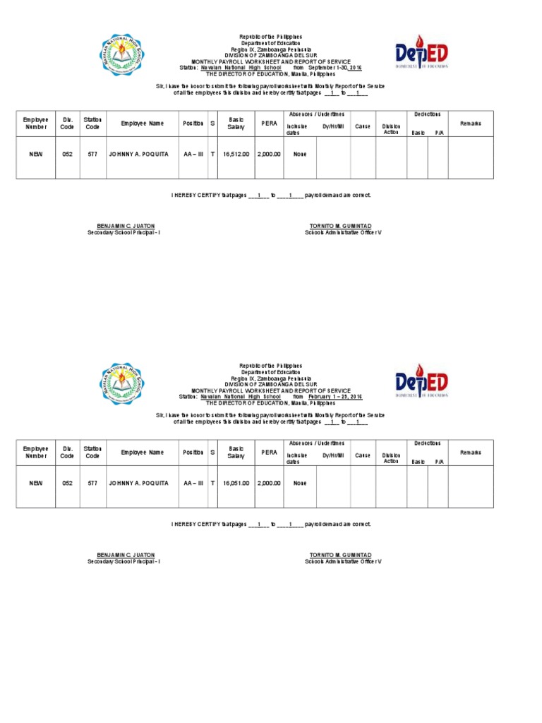 FORM 7 Payroll | PDF | Payroll | Employee Relations