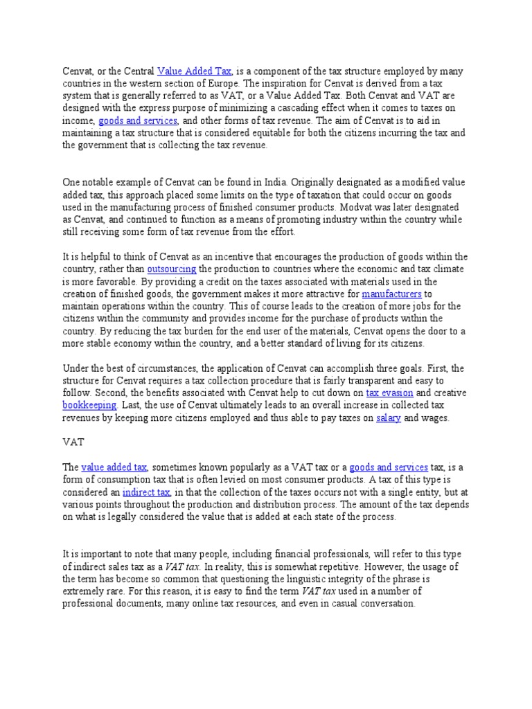 Cenvat | PDF | Taxes | Value Added Tax