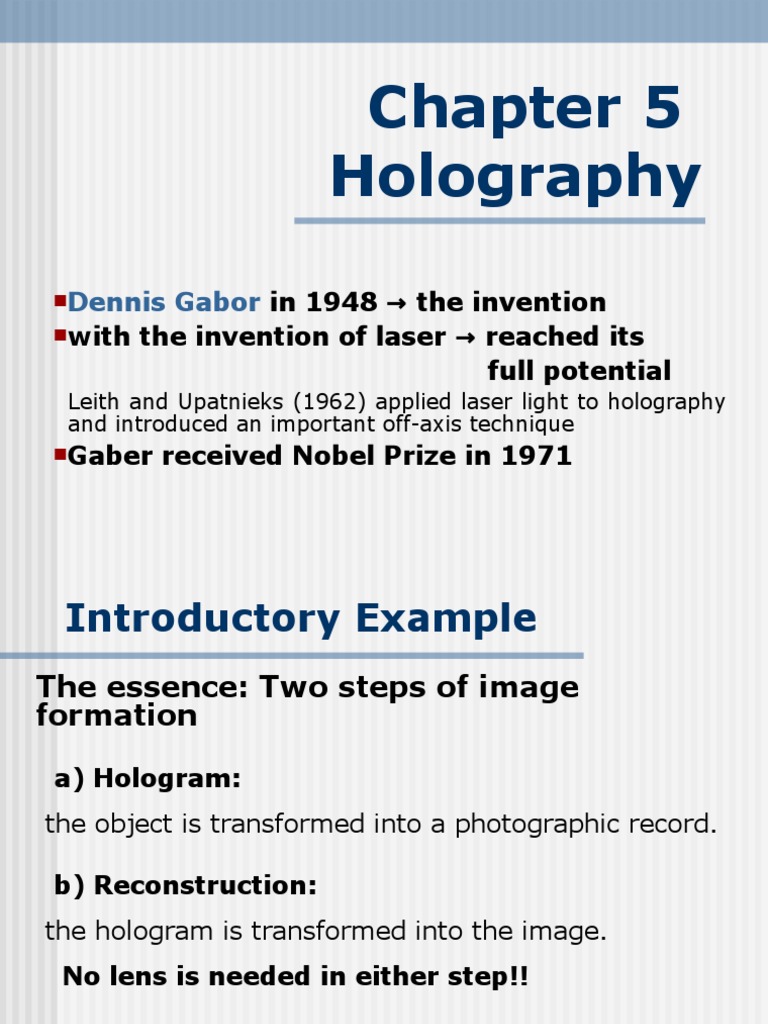 Holography: Dennis Gabor | PDF | Holography | Interferometry