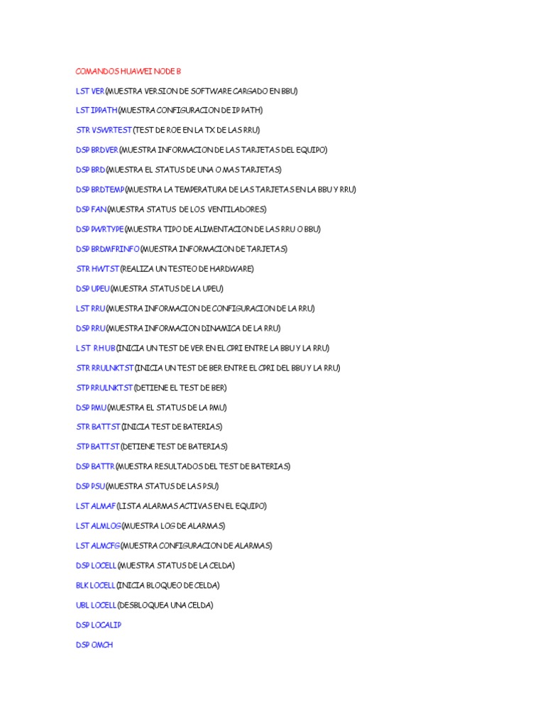 Comandos Huawei Node B | PDF