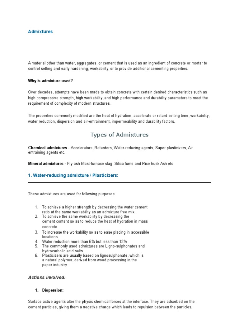 Admixtures | PDF | Fly Ash | Concrete
