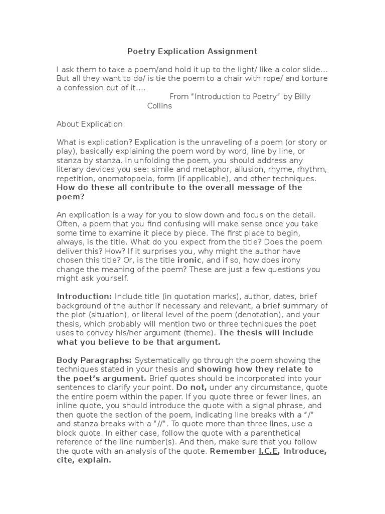 Poetry Explication Guide and Tips | PDF