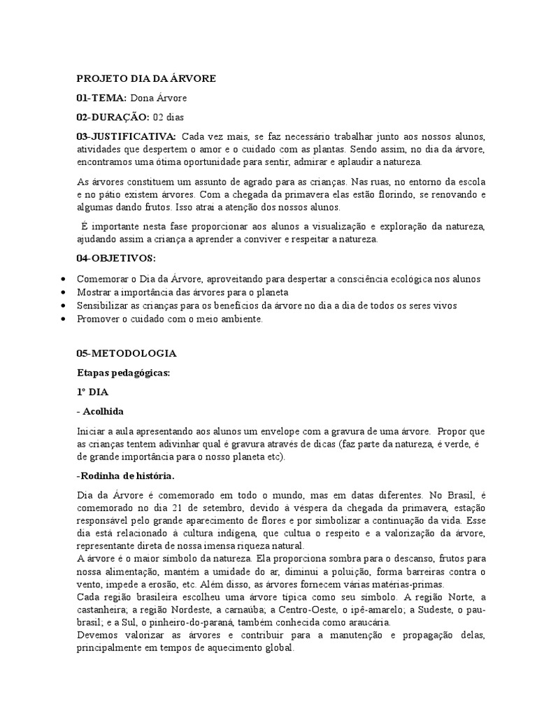 Projeto Dona Árvore: Uma Celebração do Dia da Árvore para Despertar a ...