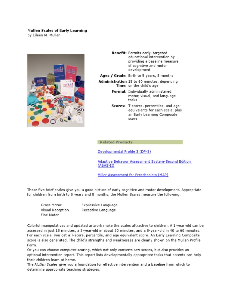 Mullen Scales of Early Learning | Preschool | Developmental Psychology