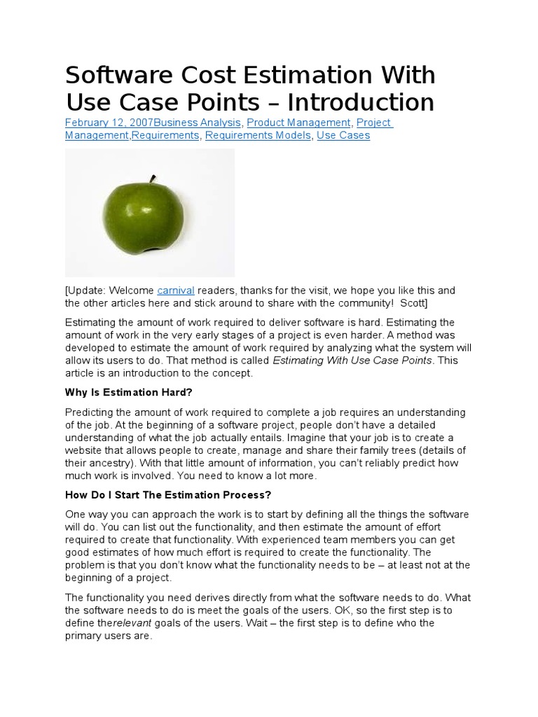 Software Cost Estimation With Use Case Points | PDF | Use Case | Systems Science