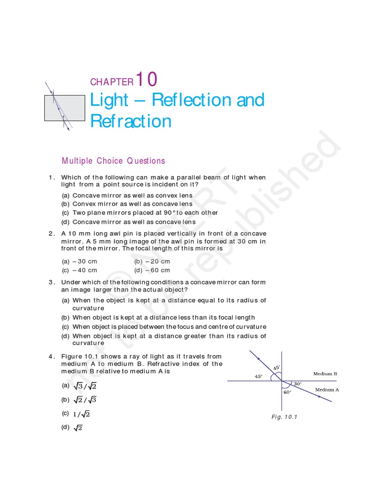 Light-Reflection and Refraction | PDF | Lens (Optics) | Glass ...