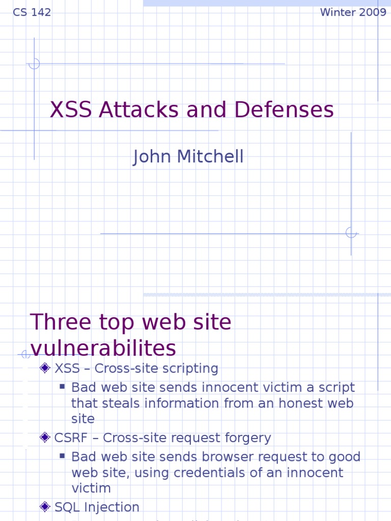 XSS Attacks and Defenses: John Mitchell | PDF