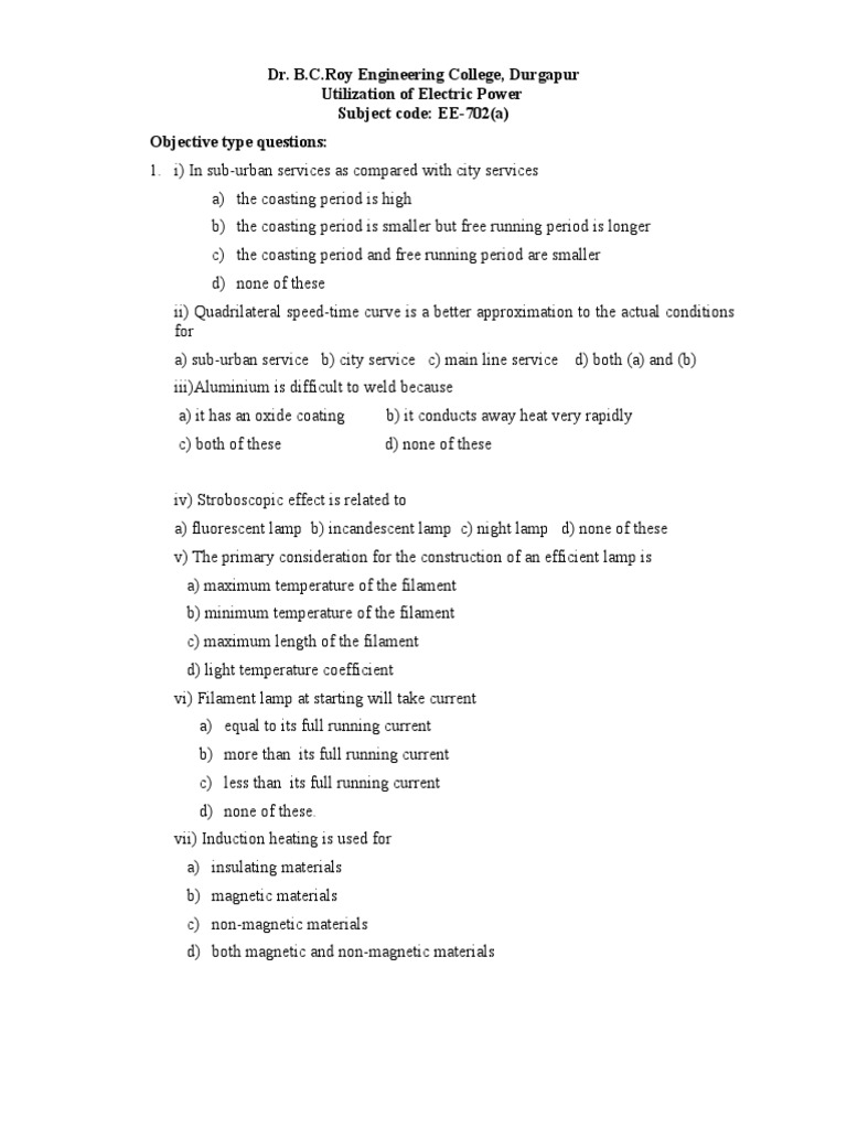 Dr B C Roy Engineering College Durgapur Utilization Of Electric Power