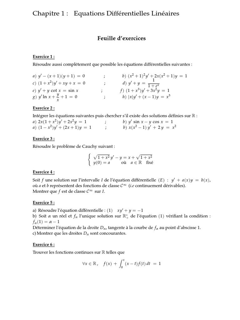 TD Equa Diff | PDF | Topologie différentielle | Physique théorique