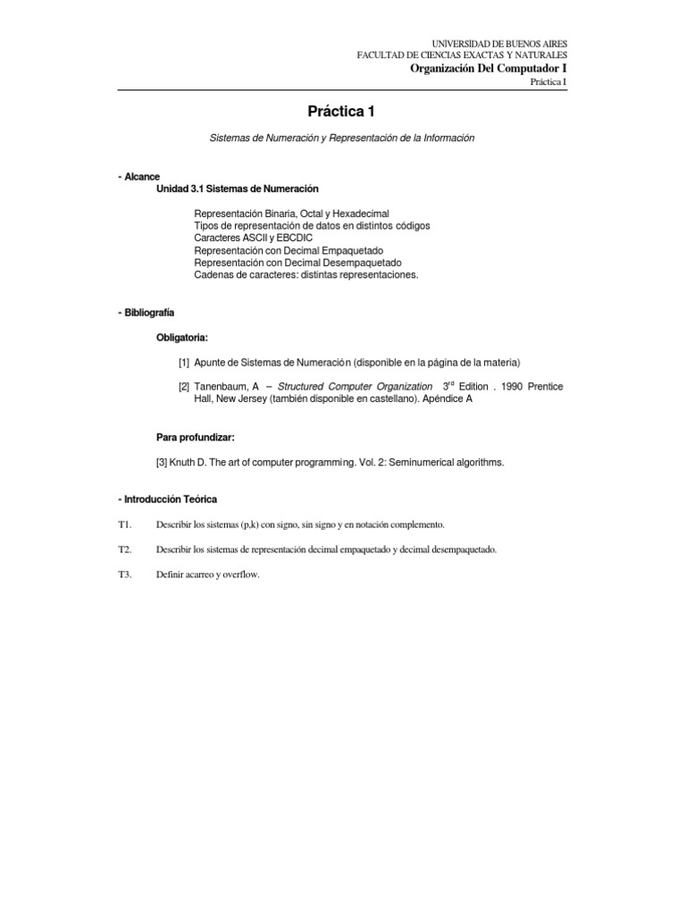 Práctica 1 Sistemas de Numeración y Representación de La Información | PDF | Poco | Byte