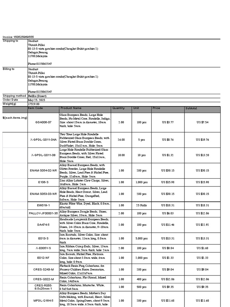 Item Code Product Name Quantity Unit Price Subtotal | PDF | Sports ...