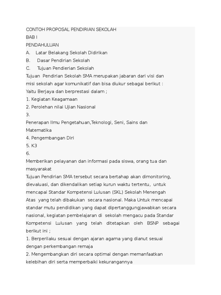 Contoh Proposal Pendirian Sekolah | PDF