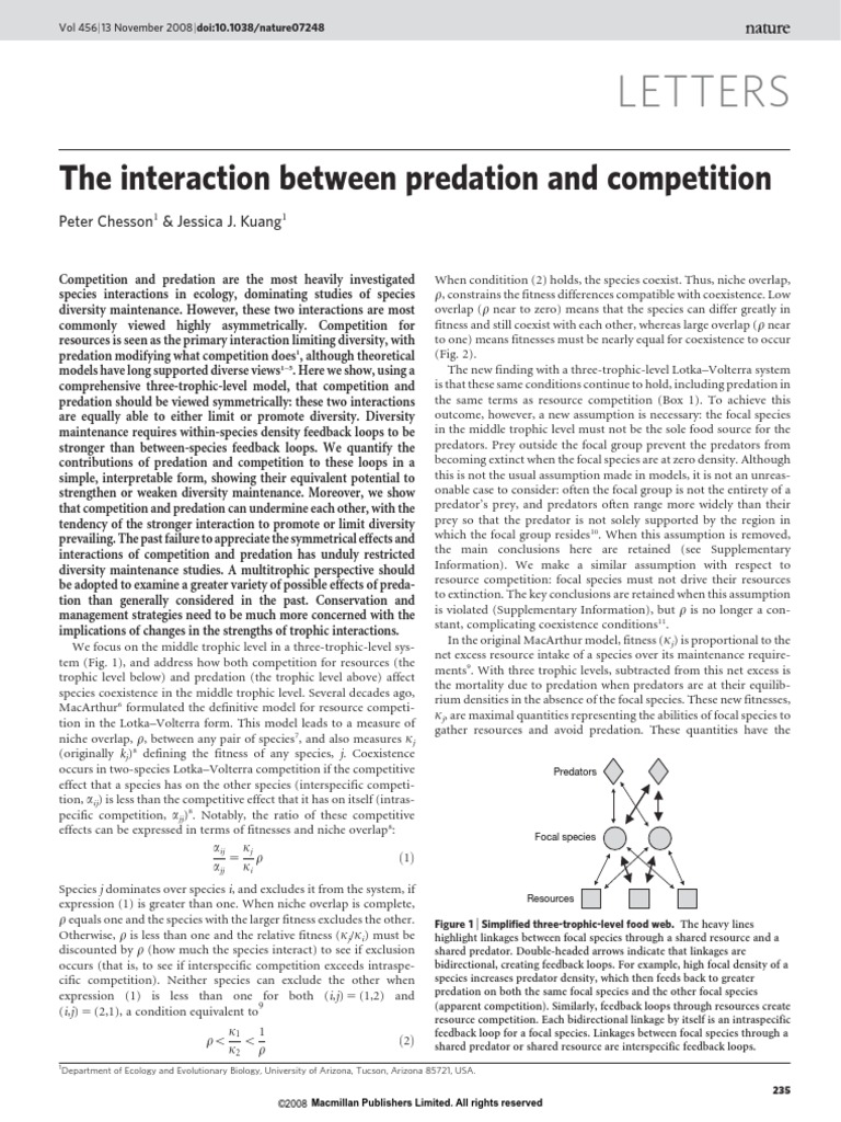 The Interaction Between Predation and Competition | Ecological Niche ... The Interaction Between Predation and Competition | Ecological Niche ...