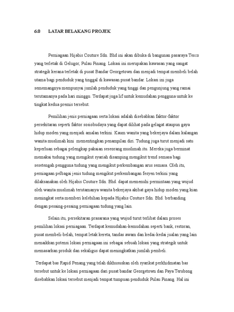 Latar Belakang Projek | PDF