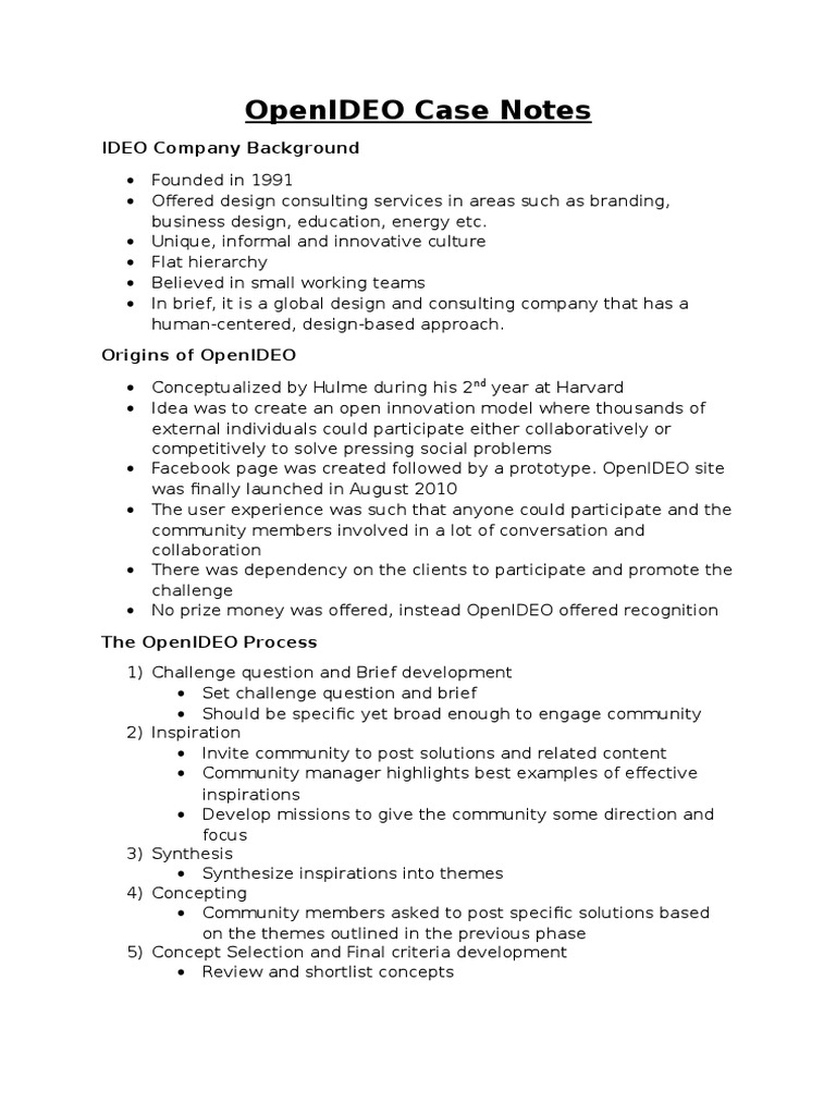 IDEO Company Background and Origins of OpenIDEO Platform | PDF ...