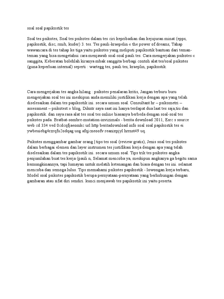 Soal Soal Papikostik Tes | PDF