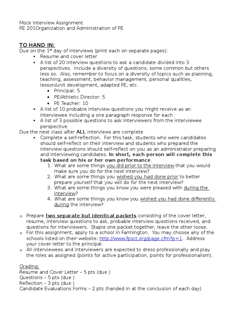 Mock Interview Assignment | Download Free PDF | Interview | Motivation