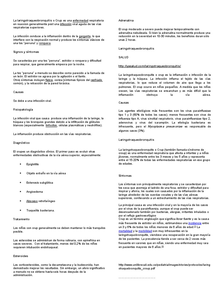 Crup en niños: causas y tratamiento | PDF | Otorrinolaringología ...
