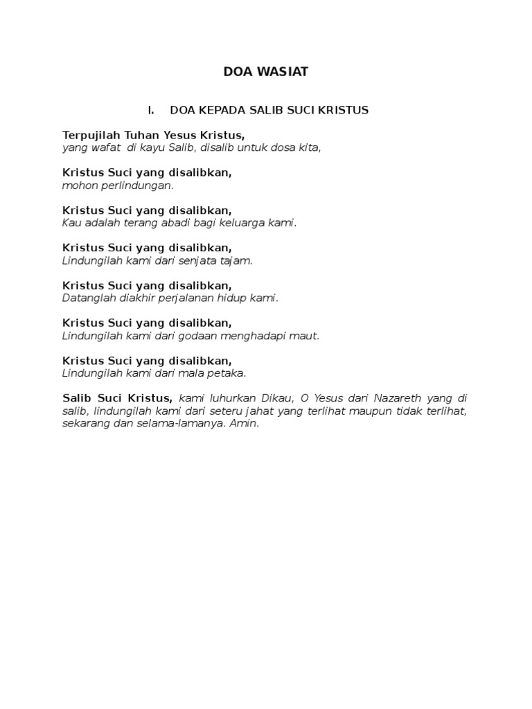 Doa Wasiat dalam Tradisi Katolik | PDF