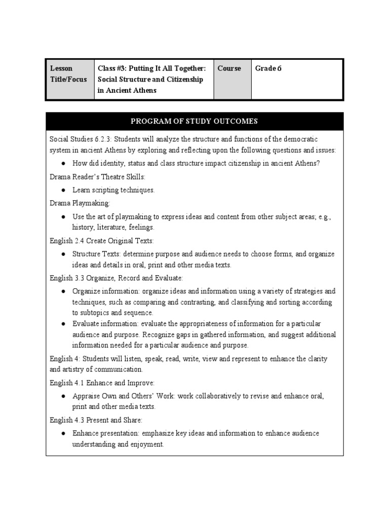 Mini Unit Plan Lesson Three | PDF