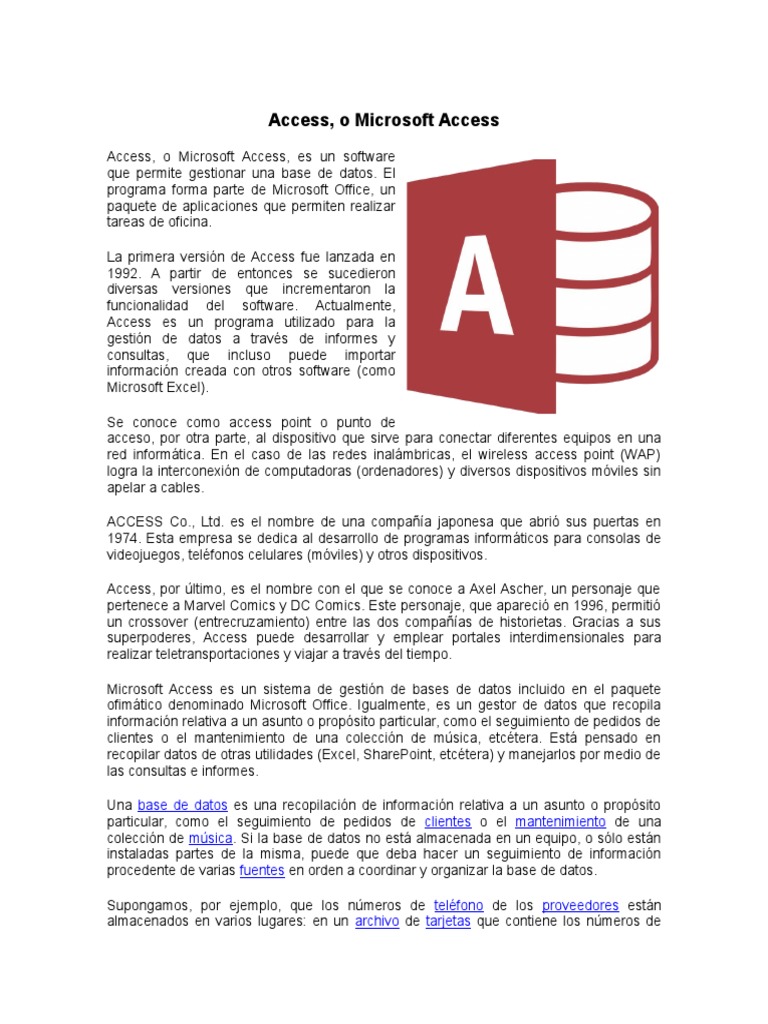 Microsoft Access | Descargar gratis PDF | SQL | Tabla (base de datos)