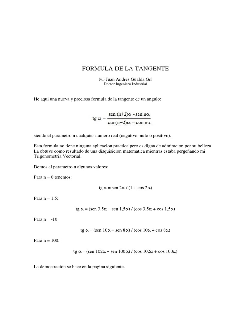 Nueva fórmula de la tangente matemática | PDF