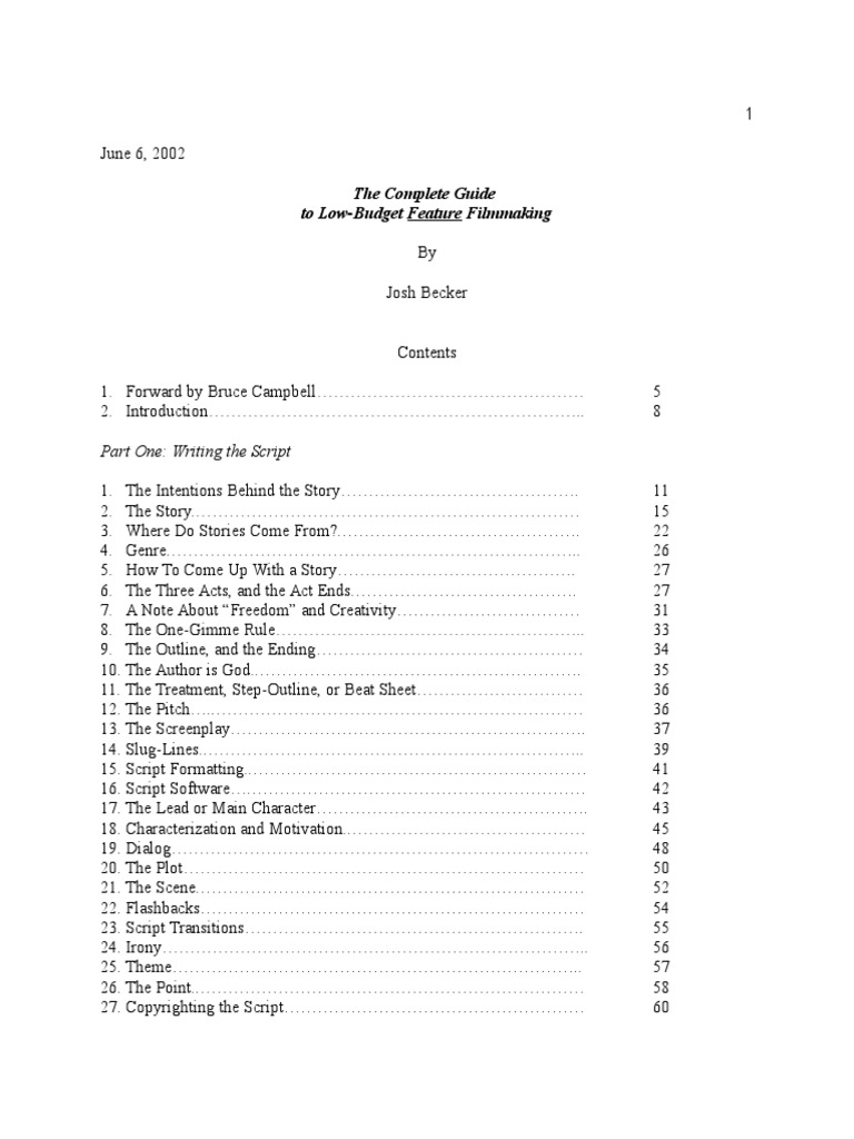 Complete Guide Low-Budget Filmmaking | PDF | Filmmaking | Screenplay