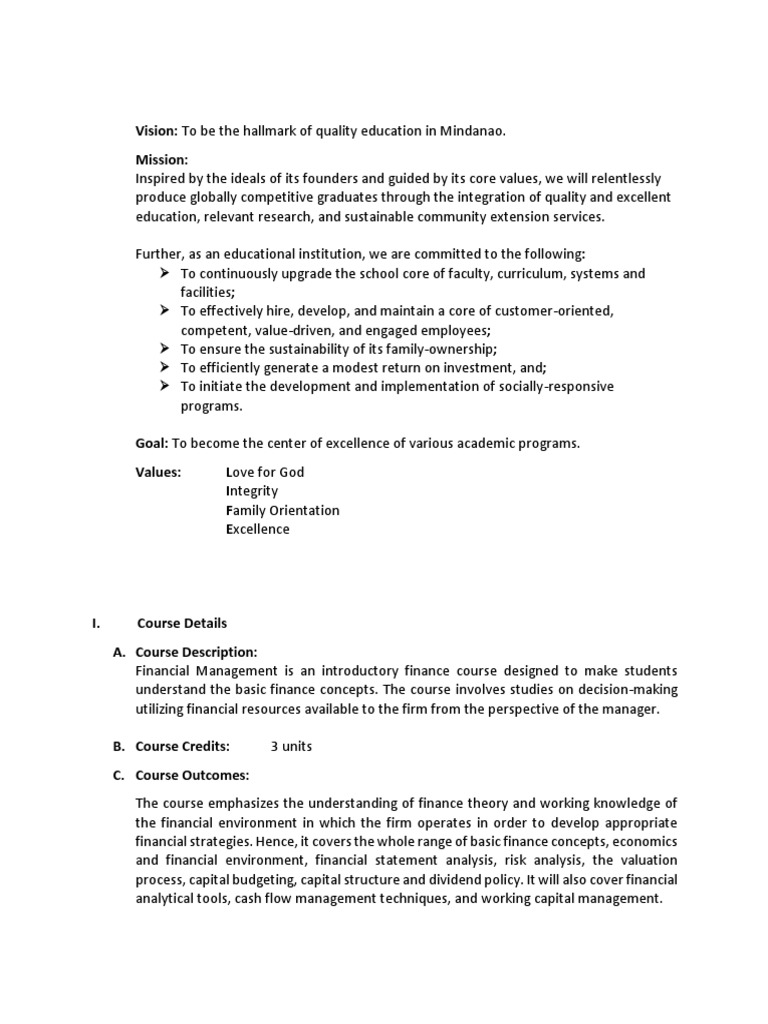 Syllabus - Financial Management | PDF | Cognition | Curriculum