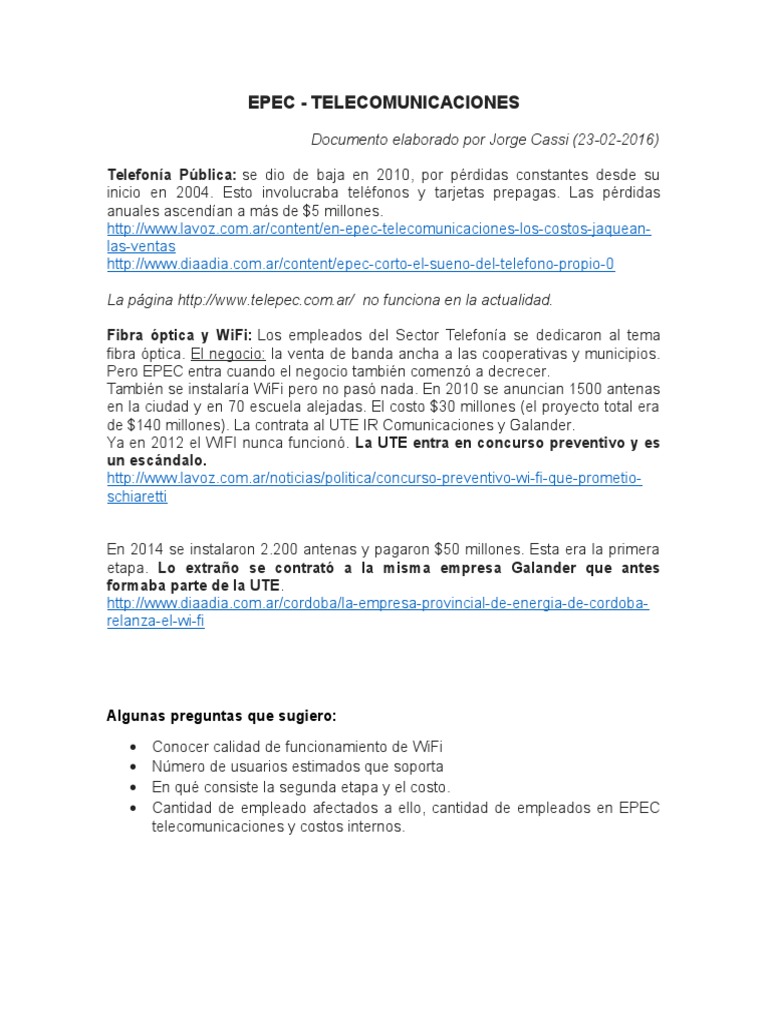 EPEC Telecomunicaciones | PDF