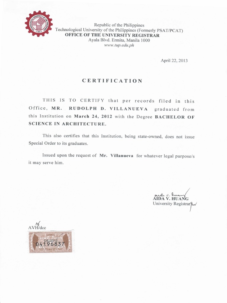 Certification of Graduate | PDF