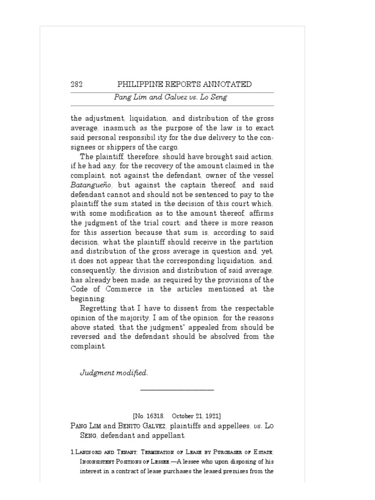 46 Pang Lim and Galvez vs. Lo Seng | PDF | Lease | Leasehold Estate