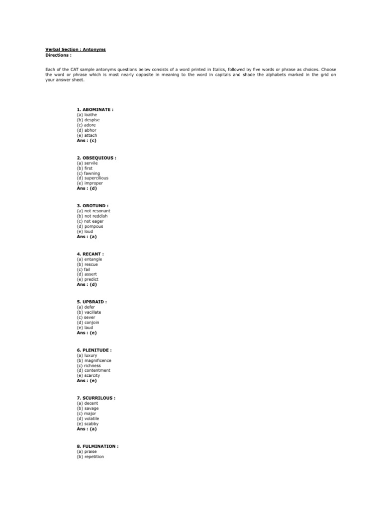 Verbal Section | PDF