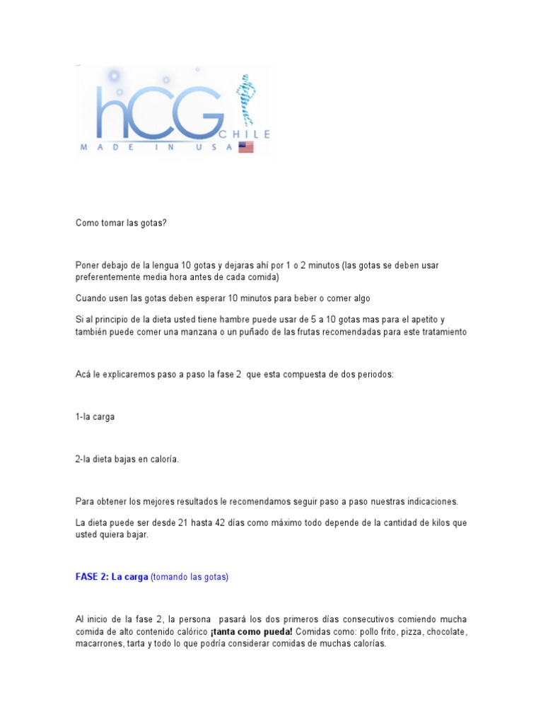Como Tomar Las Gotas HCG | PDF | ensalada | Preparación de comida y bebida