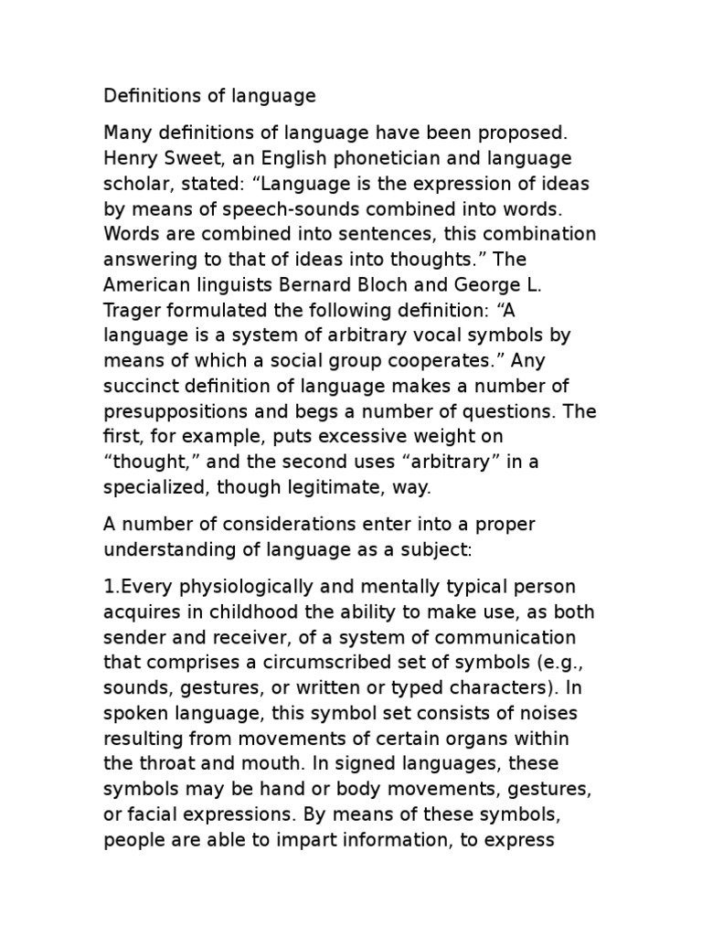 Definition of Language | PDF